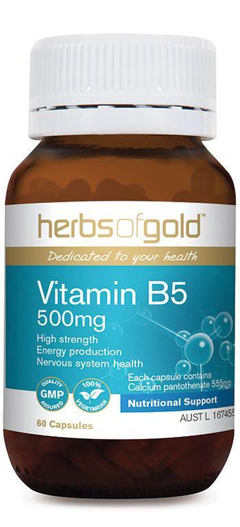 Herbs of Gold Vitamin B5 500mg 60 Capsules – Hello Health Australia